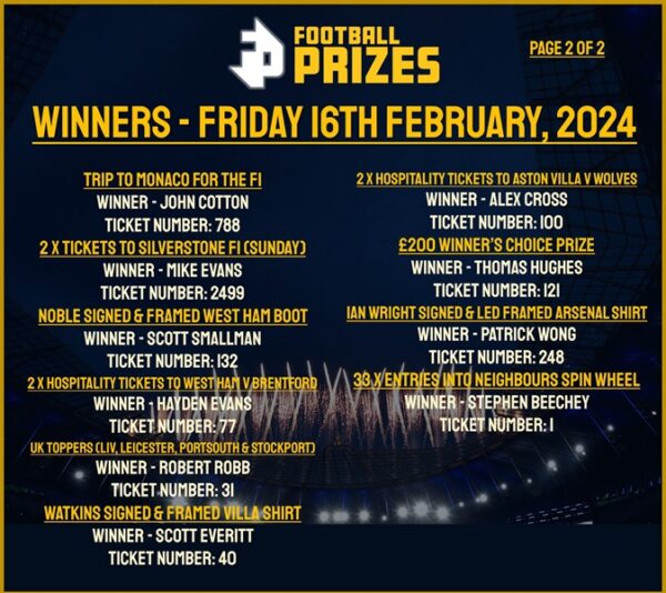 CLICK HERE TO WATCH THE DRAW BACK FRIDAY 16TH FEB 2024