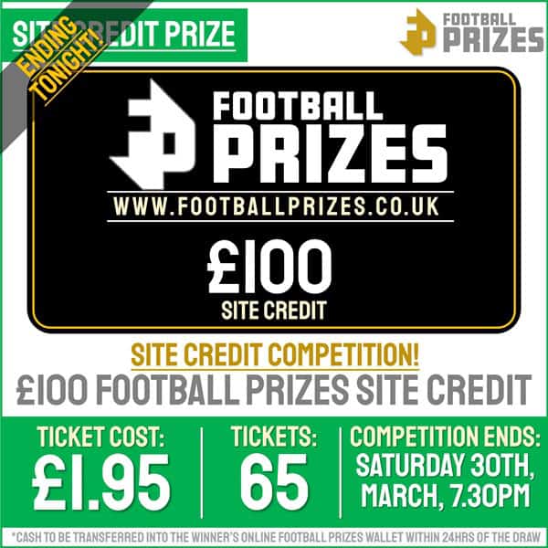 12-HOUR Competition! £100 Football Prizes Site Credit! - Football Prizes