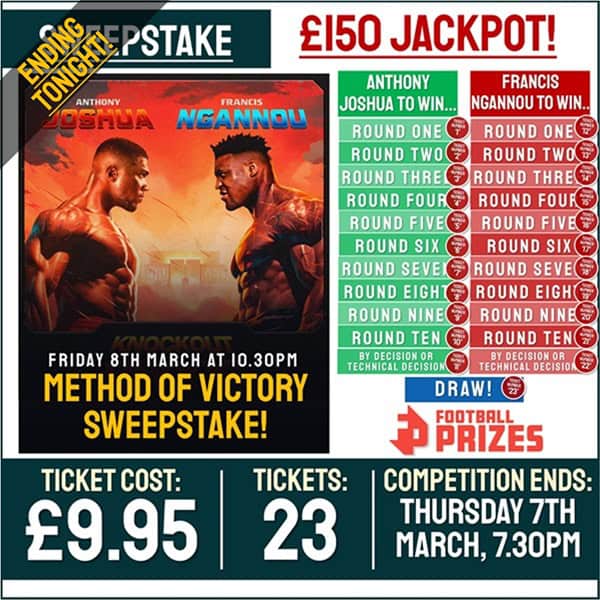 Sweepstake! Anthony Joshua vs Francis Ngannou! Which Round Will You Get ...