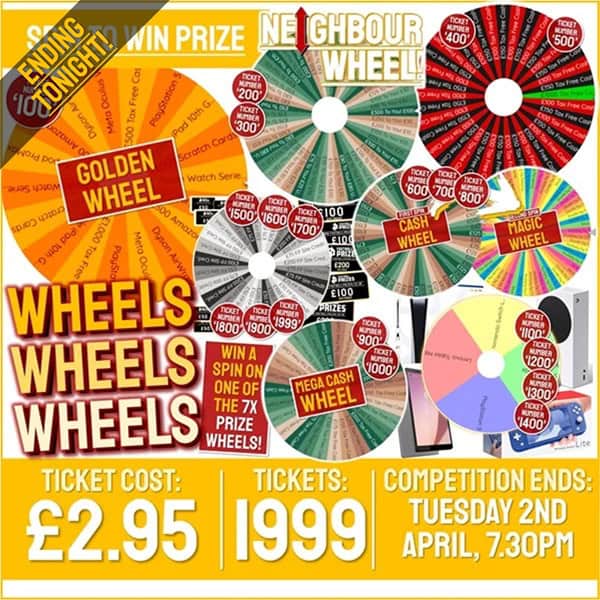 Wheels! Wheels! Wheels! Win a Spin on one of the SEVEN Prize Wheels ...