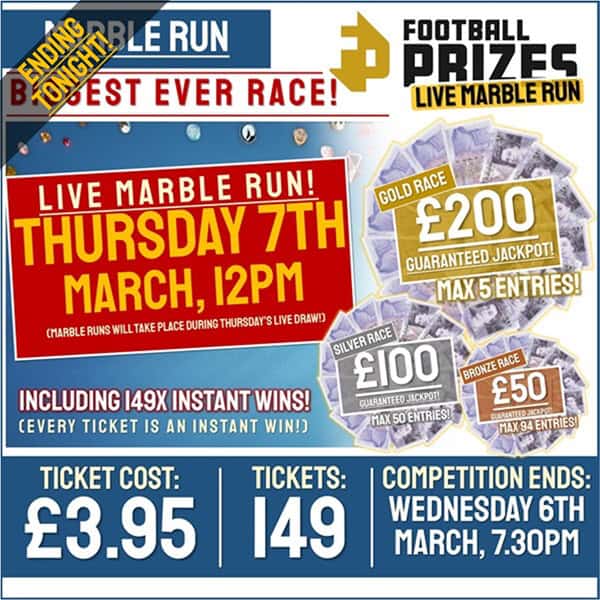 HUGE Marbles Competition! £200 1st Prize! THREE RACES, THREE JACKPOTS ...