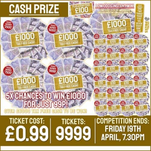 BIGGEST EVER 69p Cash Competition! FIVE Chances to Win £1000 Tax Free ...