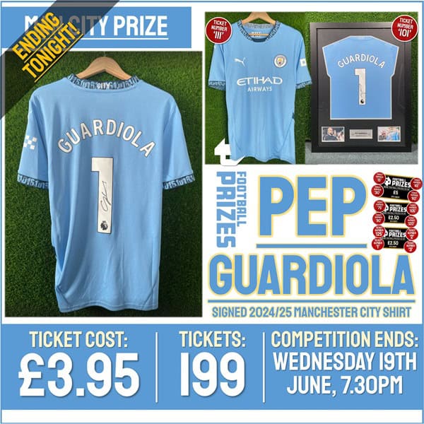 Man City Competition! Pep Guardiola signed 2024/25 Manchester City Home ...