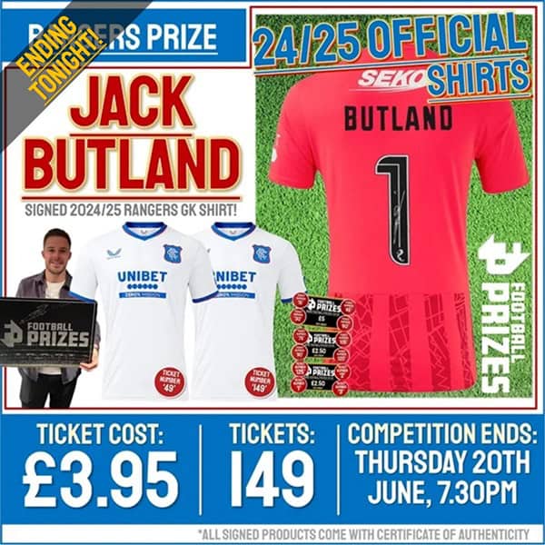 Rangers Competition! Jack Butland signed 2024/25 Rangers Goalkeeper ...