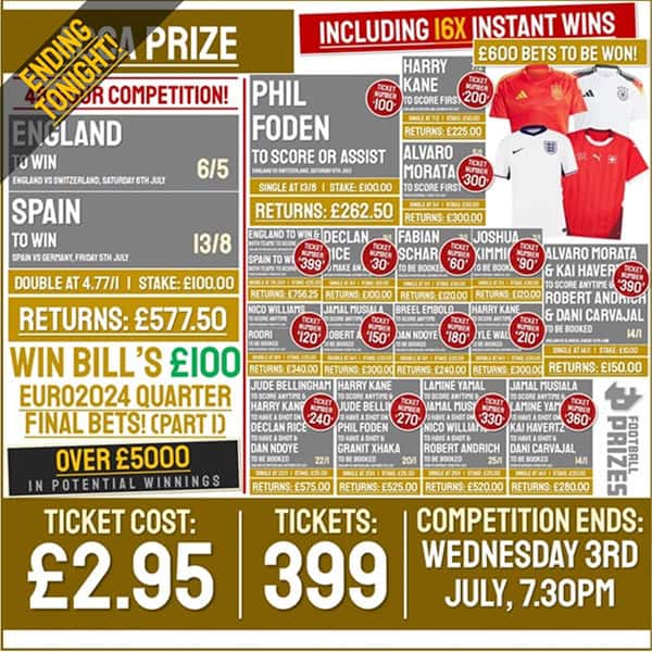 48-HOUR Bet Competition! Bill's Euro 2024 Mega Bets! Win up to £600 ...