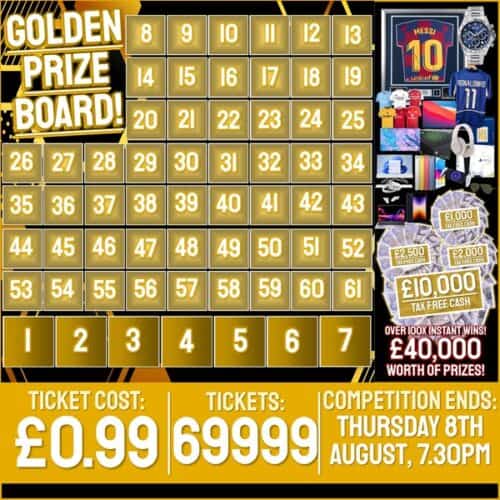 Biggest Ever Golden Prize Board! Over £40,000 Worth of Prizes to be Won ...