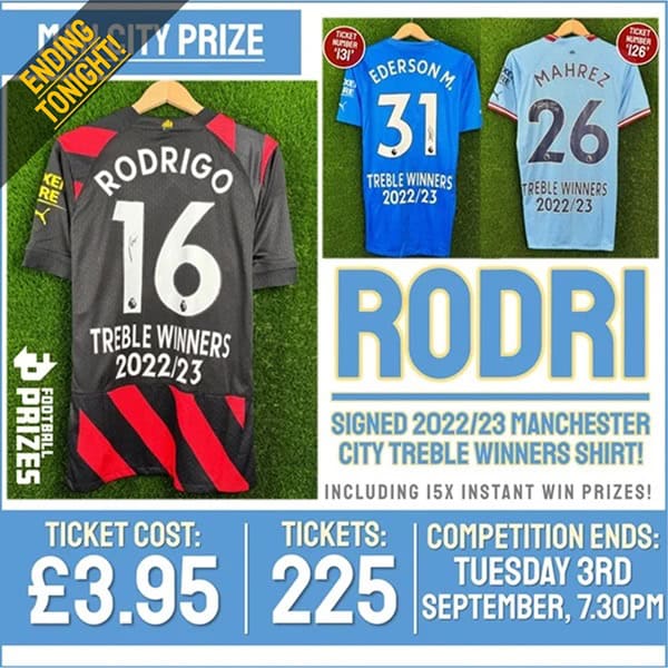 City Competition! Rodri Signed Manchester City treble winners shirt ...
