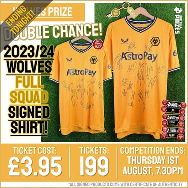 Wolves Double Competition! Wolves 2023/24 squad signed home shirt ...
