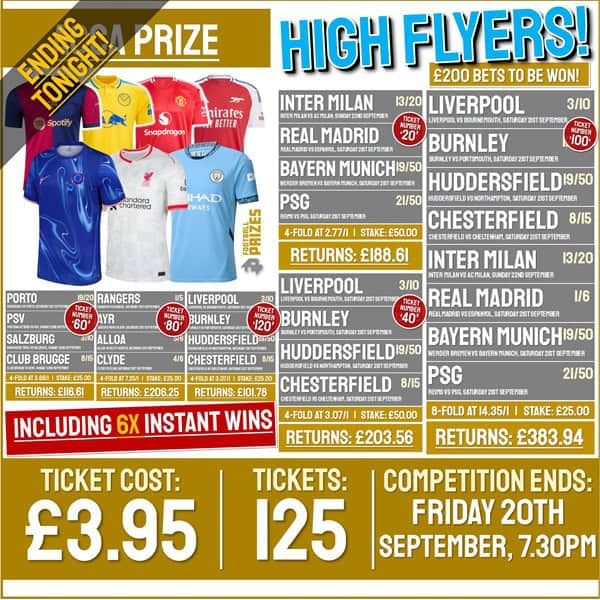 12-HOUR COMPETITION! HIGH FLYERS! Win a 2024/25 Shirt of your choice! (Plus 6x Instant Win ...