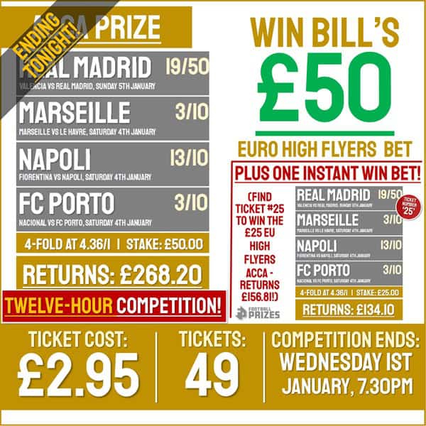 12-HOUR COMPETITION! Win Bill's £50 EU High Flyers Weekend Bet (Plus 1x ...
