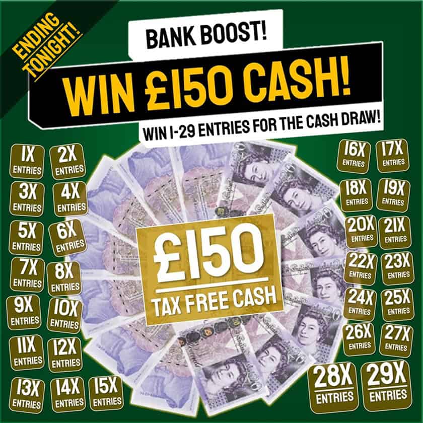 24-HOUR Competition! Bank Boost! Win £150 Tax Free Cash! - Football Prizes