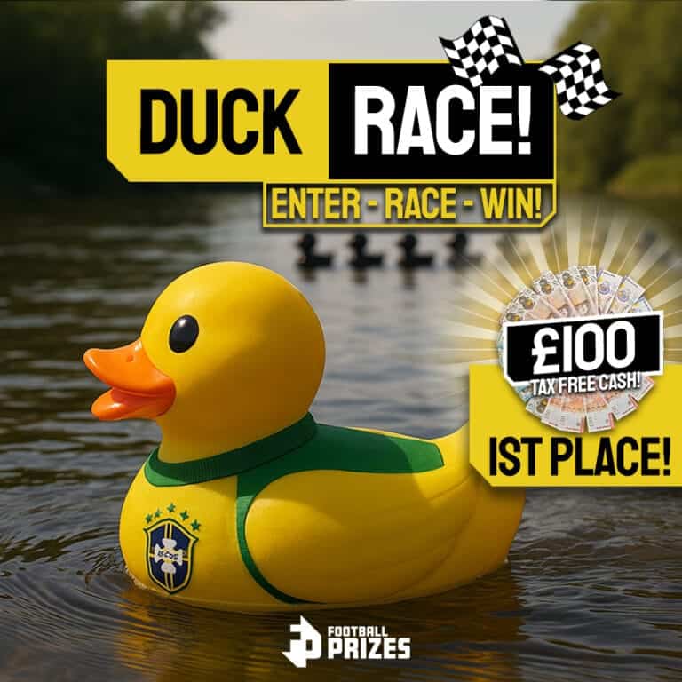 24-HOUR Competition! £100 Jackpot Duck Race! - Football Prizes