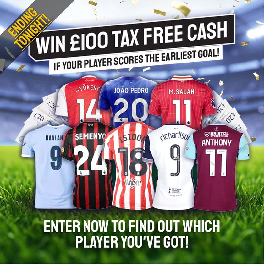 Sweepstake Competition! First Goal Wins! £100 cash if your player ...
