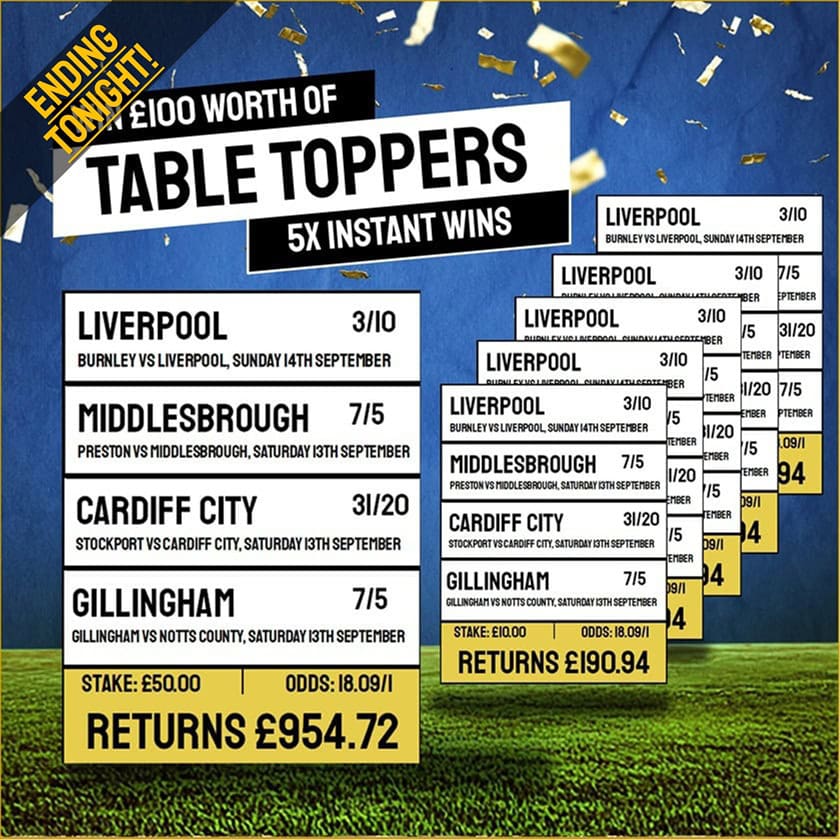 24-HOUR Competition! Win a share of Bill's £100 English Table Toppers ...