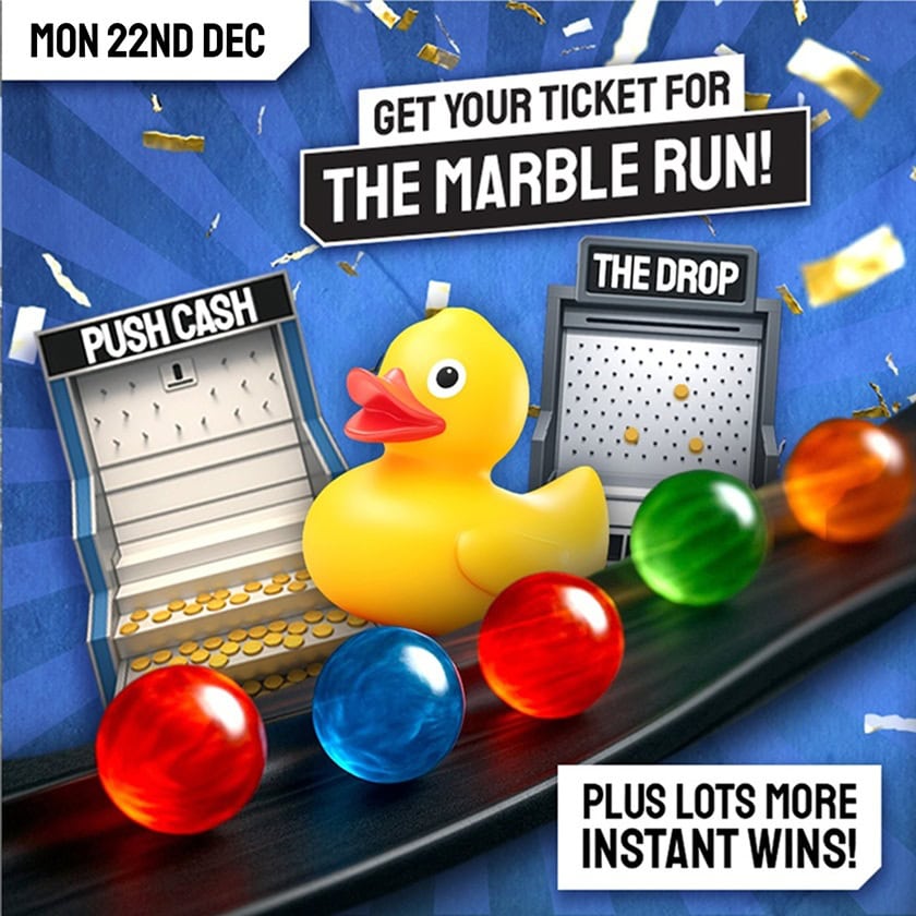Live Marble Run! Monday 22nd December, 12pm Midday Draw - Football Prizes