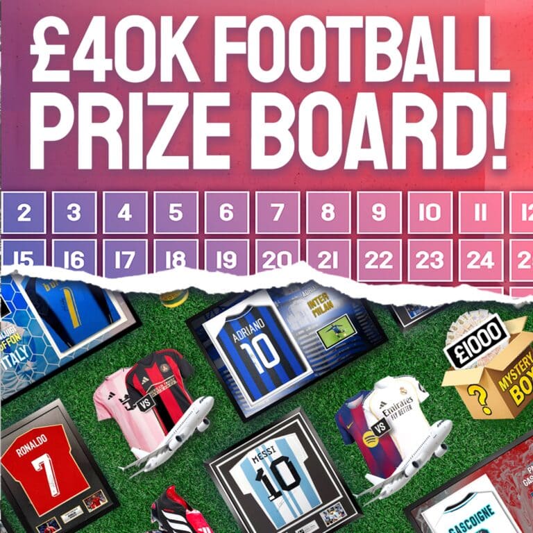£40,000 Football Prize Board! 100x Doors! 100x Prizes! - Football Prizes